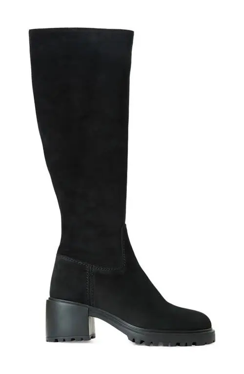 Aquatalia Delilah Weatherproof Leather Knee High Boot - Black Suede