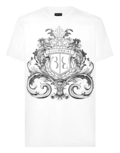 BILLIONAIRE T-shirt Round Neck Ss Crest Baroque - White