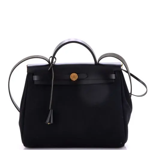 Hermès Herbag Zip Leather And Toile 31 - Black