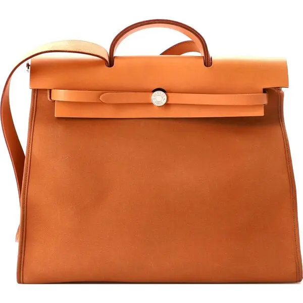Hermès Herbag Zip Leather And Toile 39 - Brown