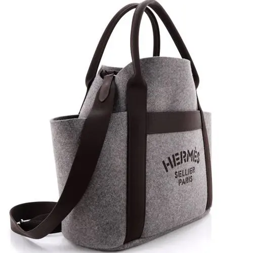 Hermès Sac De Pansage Groom Handbag Felt - Grey