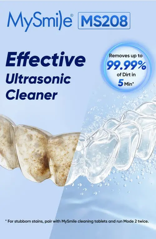 MYSMILE Ms208 Ultrasonic Retainer Cleaner With Uv Light - Black