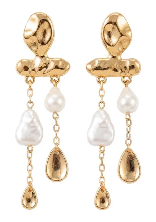 AREA STARS Fariha Pearl Teardrop Earrings