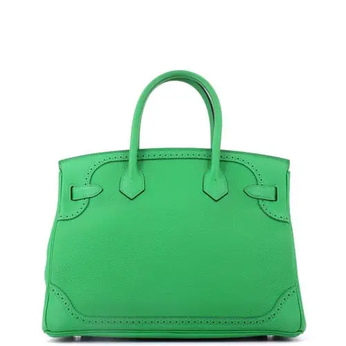 Hermès Birkin Ghillies Bag Togo And Swift With Palladium Hardware 30 - Green