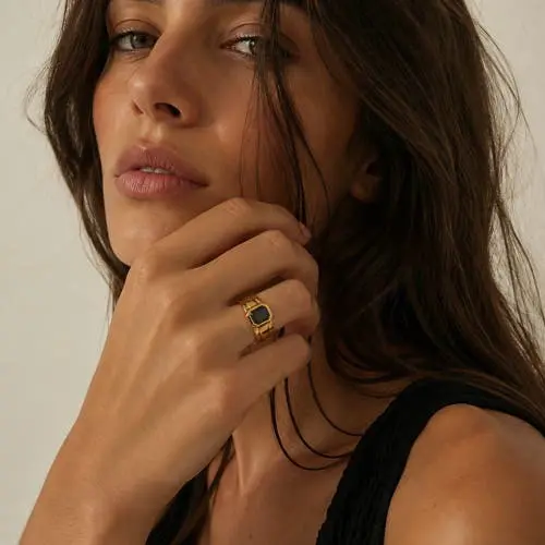 ADIBA Plated Stainless Steel Chunky Ring