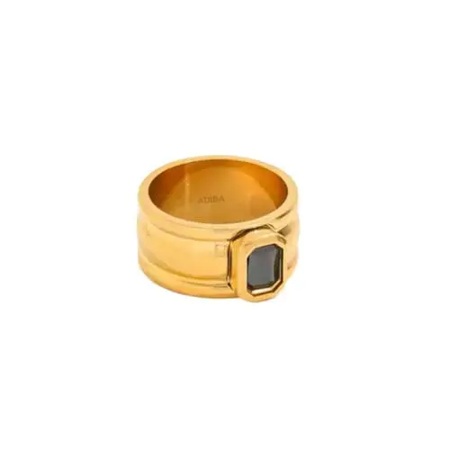 ADIBA Plated Stainless Steel Chunky Ring - Black