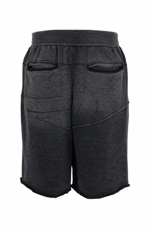MODENAIRE Washed Drawstring Casual Shorts With Raw Edge Detail