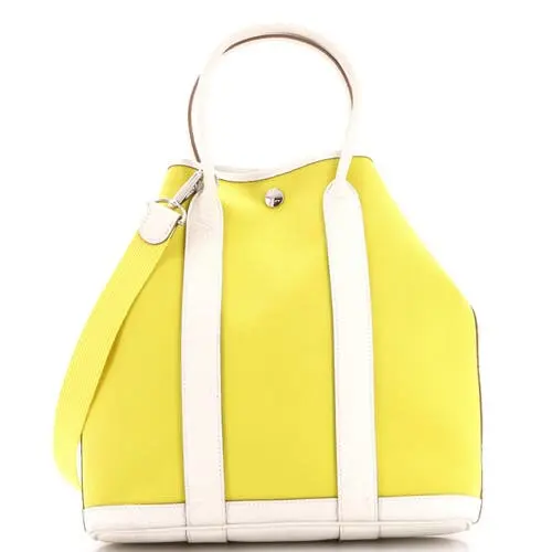 Hermès Garden File Tote Toile And Leather 28 - Yellow