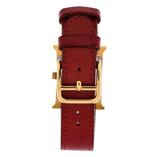 Hermès Heure H Quartz Watch Plated Metal And Leather 21