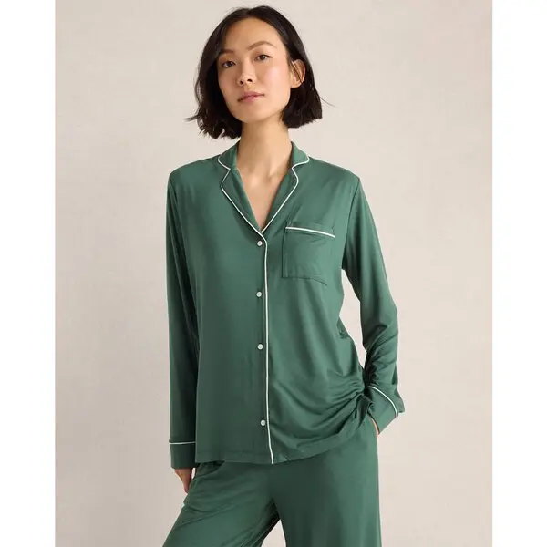 HAVEN WELL WITHIN Calm & Cool Notch Collar Long Sleeve Pajama Top - Balsam