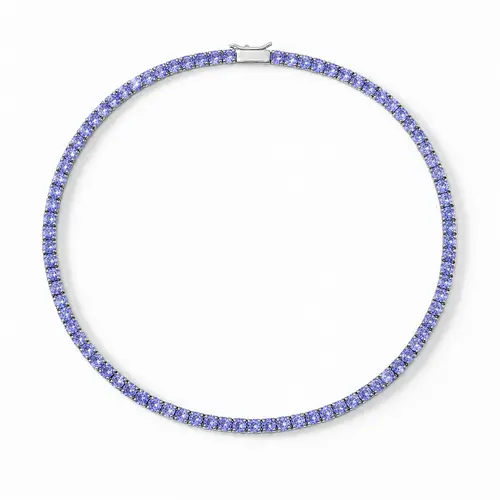 DONATELLO GIAN Round Cut Tanzanite Tennis Necklace - Blue
