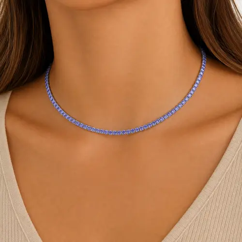 DONATELLO GIAN Round Cut Tanzanite Tennis Necklace
