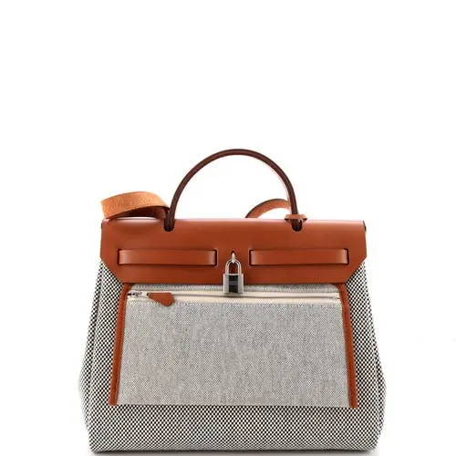 Hermès Herbag Zip Criss Viking Toile And Leather 31 - Black