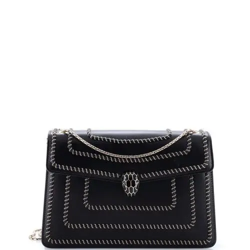 BVLGARI Serpenti Forever Shoulder Bag Embellished Leather Medium