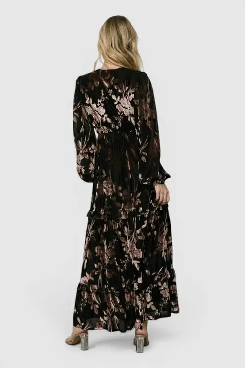 BALTIC BØRN Liana Velvet Embossed Maxi Dress