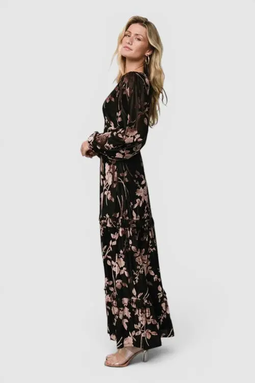BALTIC BØRN Liana Velvet Embossed Maxi Dress