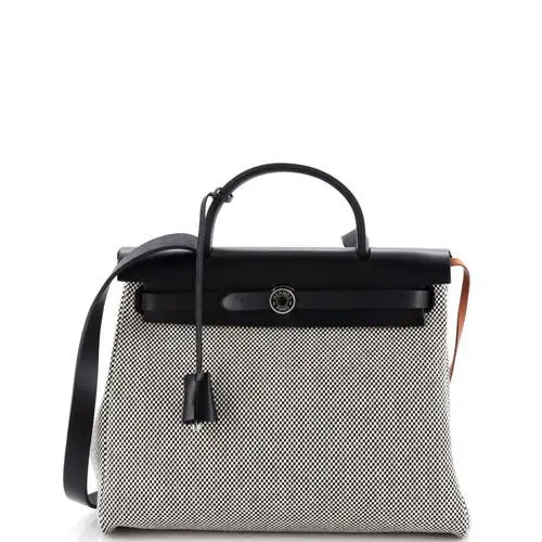 Hermès Herbag Zip Criss Viking Toile And Leather 31 - Black