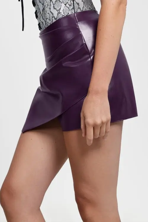 POPILUSH Shapewear Faux Leather High-waisted Skort - Lilac
