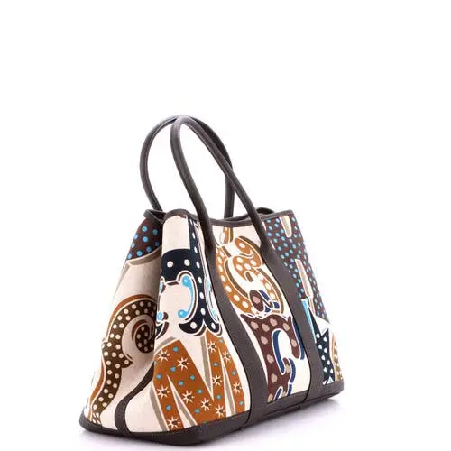 Hermès Electrique Garden Party Tote Printed Toile And Leather 36 - Brown