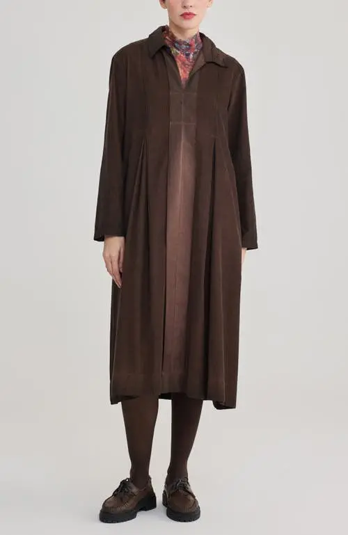 LUUKAA Thea Velvet Shirt Dress - Brown