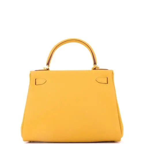 Hermès Kelly Handbag Togo With Gold Hardware 28 - Yellow