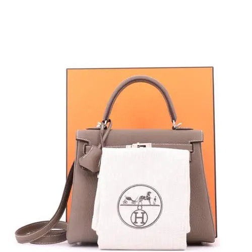 Hermès Kelly Handbag Togo With Palladium Hardware 25 - Grey
