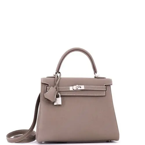 Hermès Kelly Handbag Togo With Palladium Hardware 25 - Grey