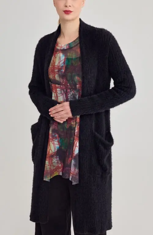 LUUKAA Lou Shaggy Knit Cardigan - Black