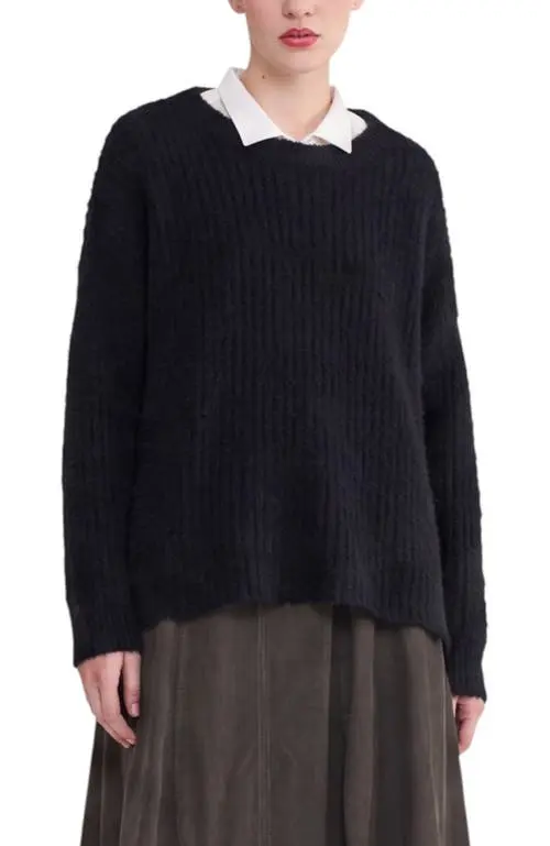 LUUKAA Juliette Shaggy Knit Sweater - Black