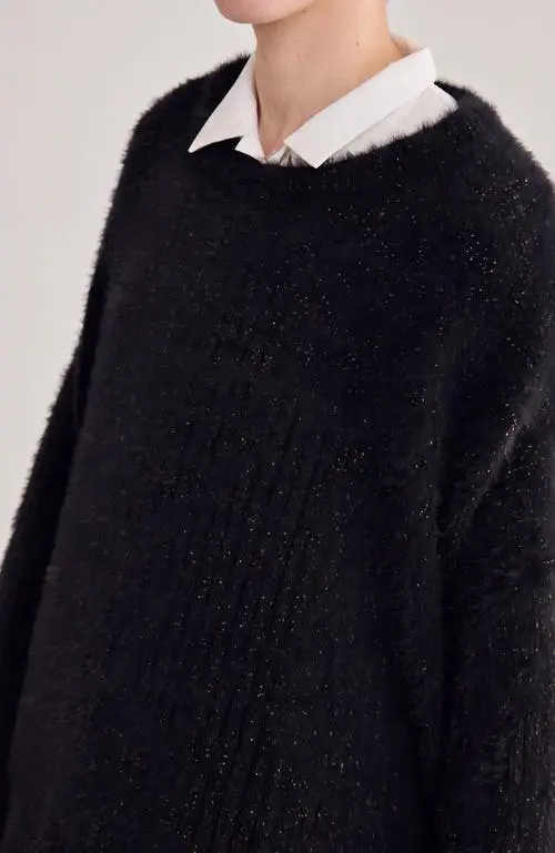 LUUKAA Juliette Shaggy Knit Sweater - Black