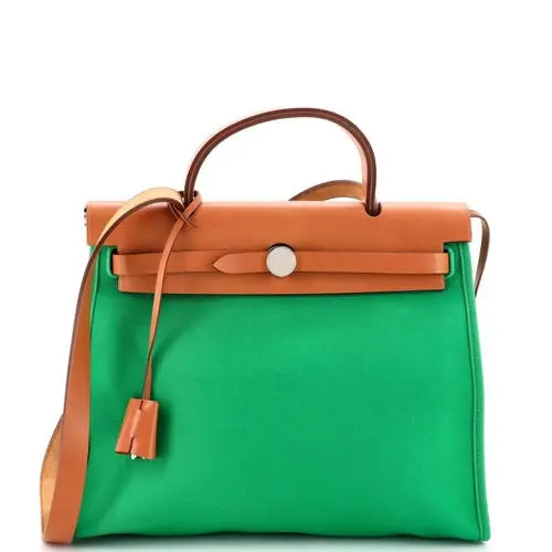 Hermès Herbag Zip Leather And Toile 31 - Green