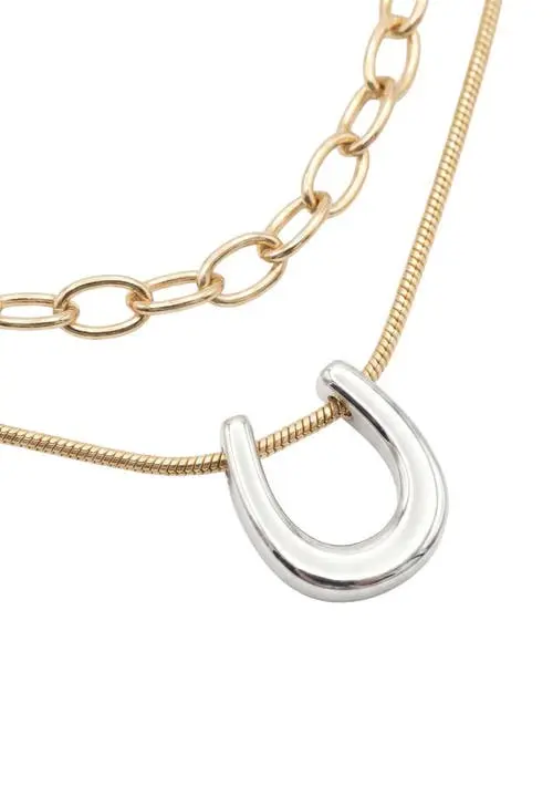 AREA STARS Amyra Two Tone Charm Chain - Gold