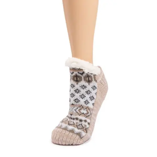 MUK LUKS 1 Pair Pack Shortie Cabin Socks - Taupe