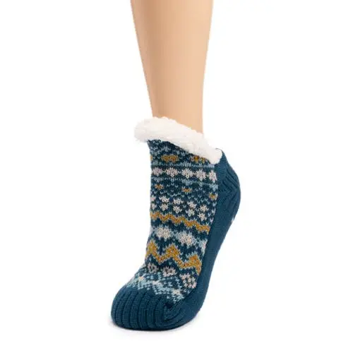 MUK LUKS 1 Pair Pack Shortie Cabin Socks - Teal