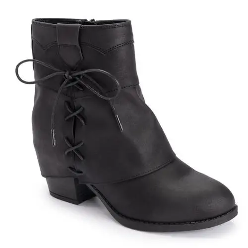 MUK LUKS Yuki Short Ankle Boots - Black