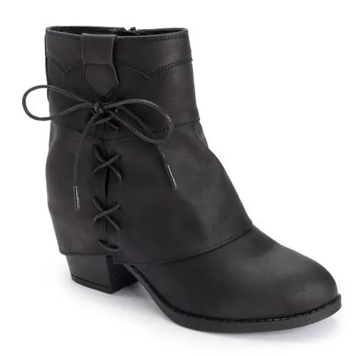 MUK LUKS Yuki Short Ankle Boots - Black