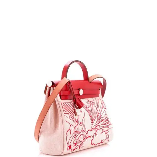 Hermès Herbag Zip Pegase Pop Toile And Leather 31 - Red