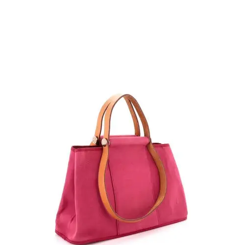 Hermès Cabag Elan Toile And Leather 39 - Pink