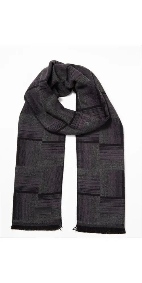 MIO MARINO Cashmere-feel Cotton Patterned Scarf - Ash Lavender