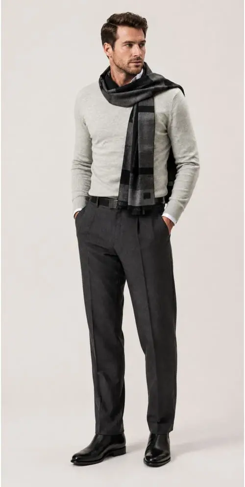 MIO MARINO Cashmere-feel Cotton Patterned Scarf