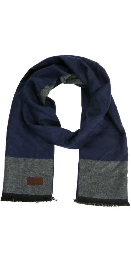 MIO MARINO Cashmere-feel Cotton Patterned Scarf - Blue/gray