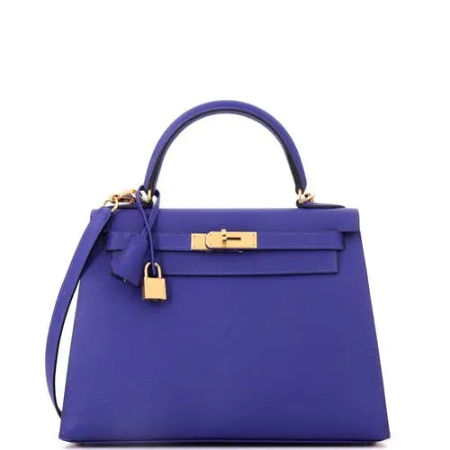 Hermès Kelly Handbag Epsom With Gold Hardware 28 - Blue