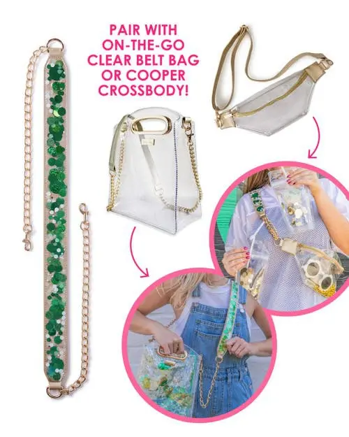 PACKED PARTY With Envy Confetti Adjustable Belt Bag Strap48-inch Gold Chain With Confetti Vegan Leather For Cooper And Stadium Clear