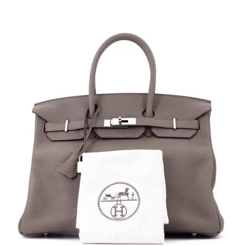 Hermès Birkin Handbag Clemence With Palladium Hardware 35 - Grey