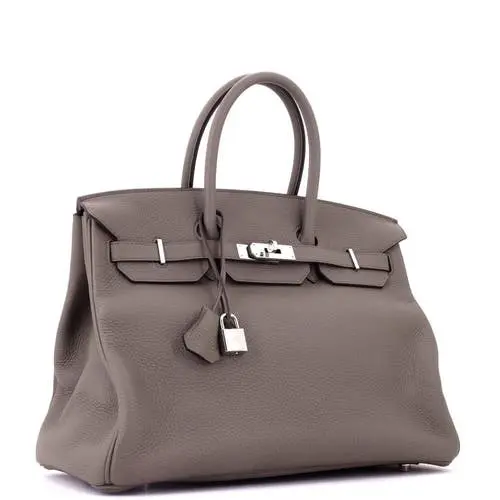 Hermès Birkin Handbag Clemence With Palladium Hardware 35 - Grey