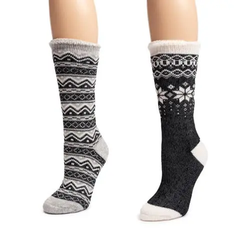 MUK LUKS 2 Pair Pack Tall Heat Retainer Boot Socks - Ebony