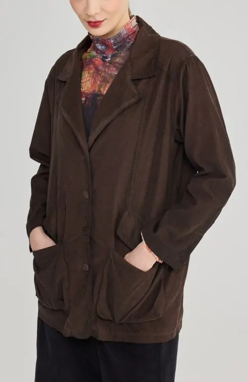 LUUKAA Pauline Buttoned Velvet Jacket - Brown