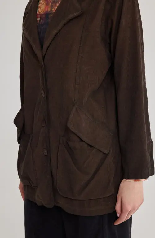 LUUKAA Pauline Buttoned Velvet Jacket - Brown
