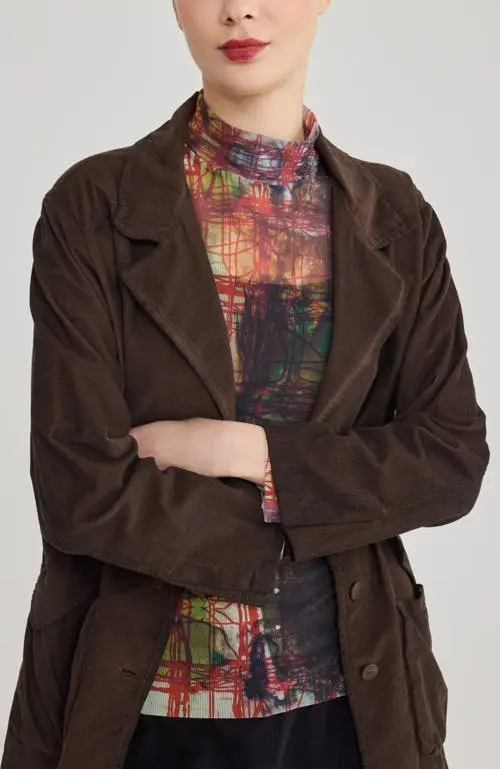 LUUKAA Pauline Buttoned Velvet Jacket - Brown