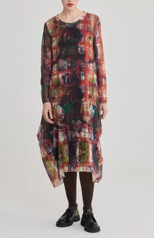 LUUKAA Aurore Printed Mesh Dress